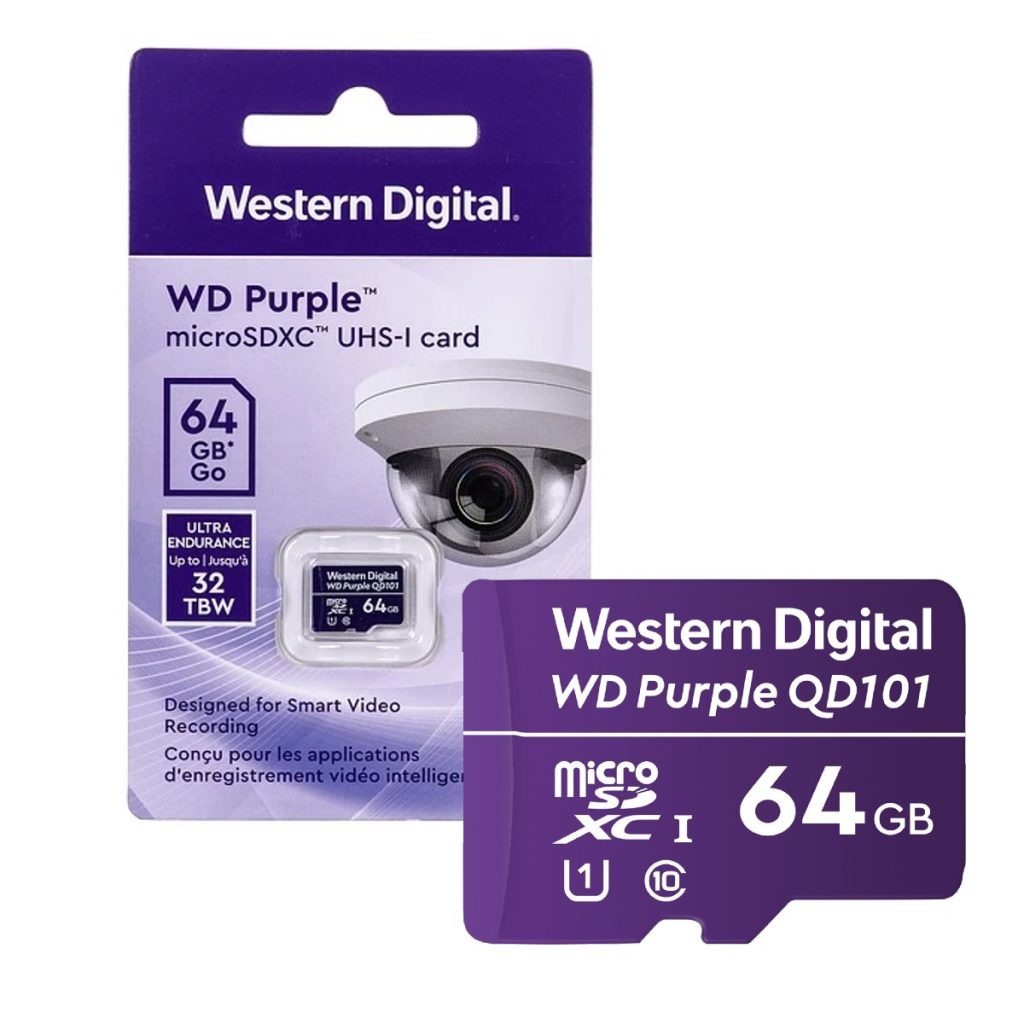 Tarjeta De Memoria Flash MicroSD 64GB Western Digital Purple QD101, Exclusivo Videovigilancia ...